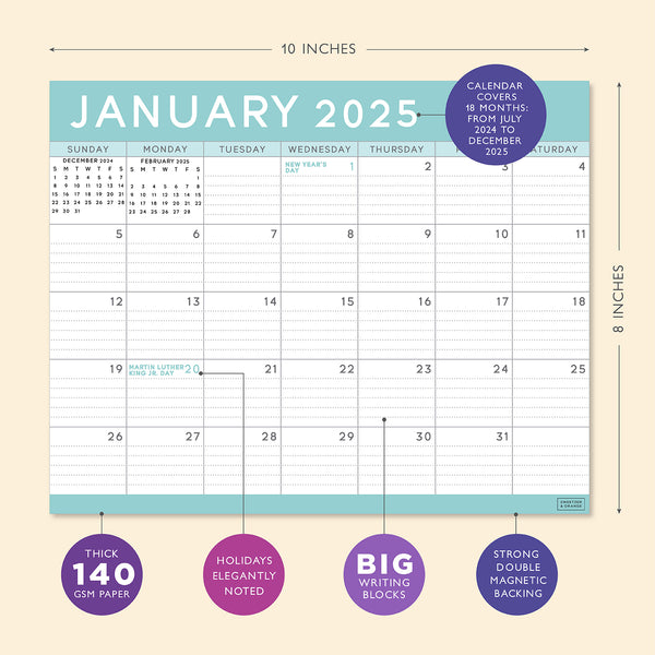 Teal Refrigerator Calendar – Sweetzer & Orange