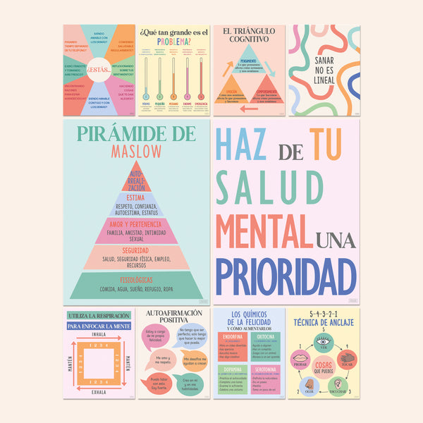 Spanish Mental Health Posters | Set of 10 – Sweetzer & Orange