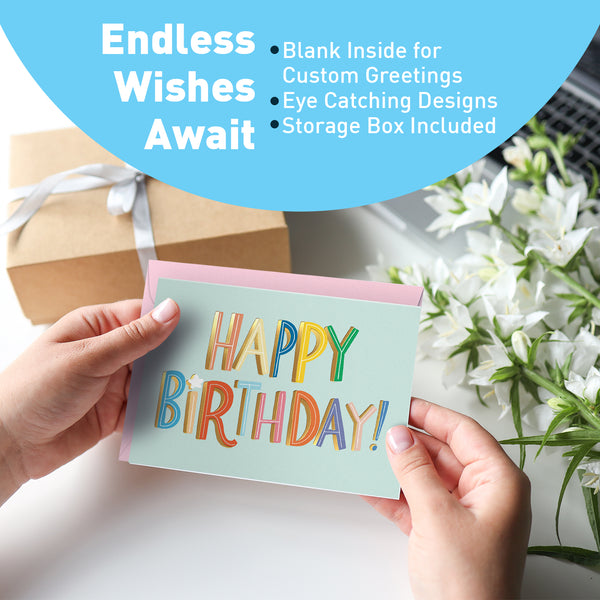 Set of 50 Modern Birthday Cards – Sweetzer & Orange