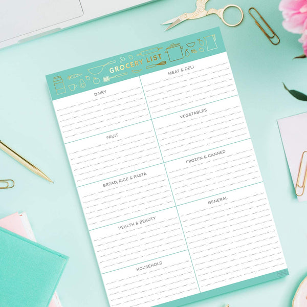 Teal Grocery List Notepad – Sweetzer & Orange