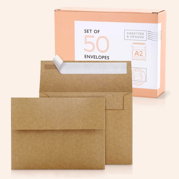 Kraft A2 Envelopes | Set of 50 – Sweetzer & Orange