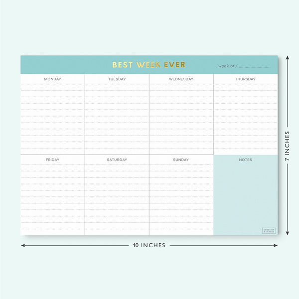 Mint Weekly Planner Notepad – Sweetzer & Orange