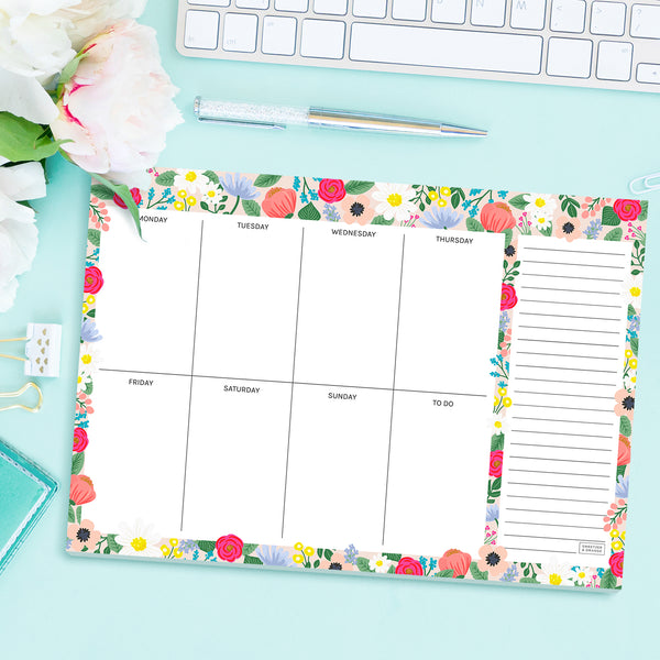 Floral Border Weekly Planner Notepad – Sweetzer & Orange