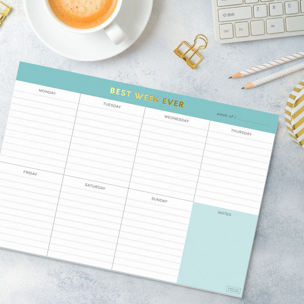 Mint Weekly Planner Notepad – Sweetzer & Orange