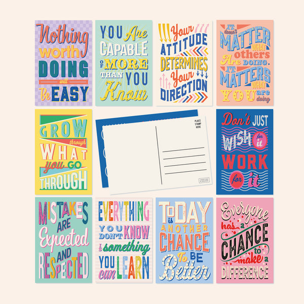 Motivational Slogan Postcards | Set of 60 – Sweetzer & Orange