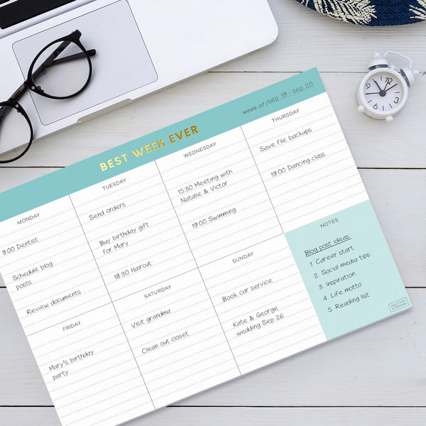 Mint Weekly Planner Notepad – Sweetzer & Orange