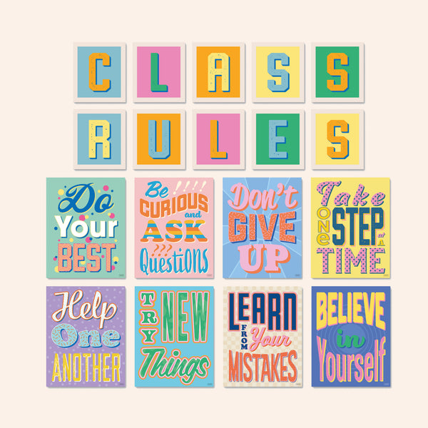 CLASS RULES Letters and 8 Posters – Sweetzer & Orange